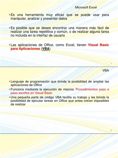 programación excel vba pdf microsoft excel visual basic para aplicaciones