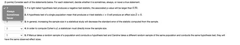 solved 5 points consider each of the statements below for