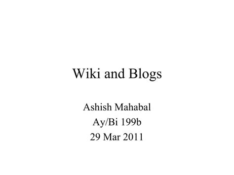 PPT Wiki And Blogs PowerPoint Presentation Free Download ID