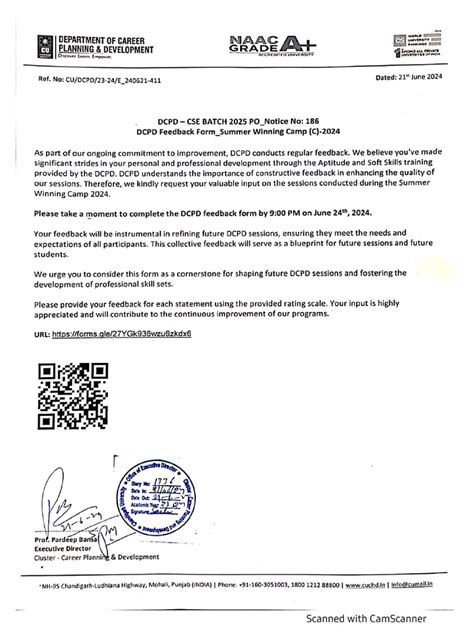 Dcpd Feedback Form Summer Winning Camp C 2024 Pdf