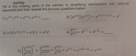solved activity fill in the missing parts of the solution in