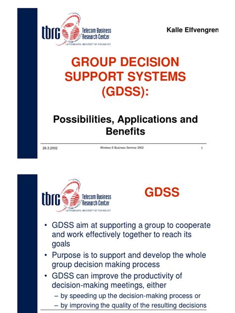 Group Decision Support Systems Gdss Pdf Brainstorming Decision