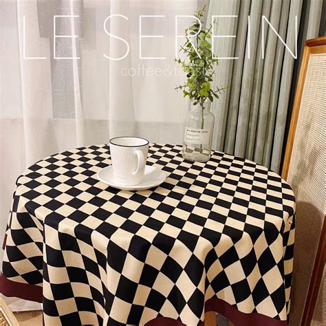2022新款棋盘格桌布轻奢高级感复古格子餐桌垫网红卧室ins装饰 虎窝淘