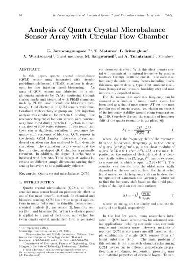 Analysis Of Quartz Crystal Microbalance Sensor Array