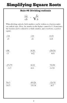 Notes Simplifying Square Roots Radicals Notes Practice Foldable