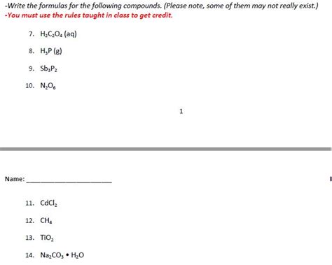 Solved Write The Formulas For The Following Compounds Chegg