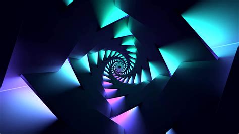 Looping Symmetrical Abstract Motion Of Triangles On A Black Background Design Colorful Spiral
