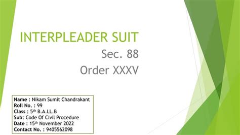 Interpleader Suit Ppt