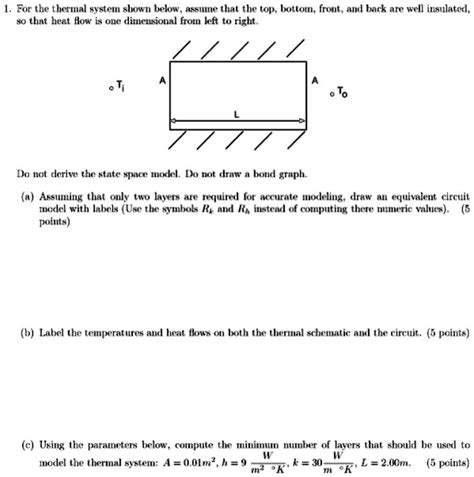 1 For The Thermal System Shown Below Assume That The Top Bottom Front And Back Are Well
