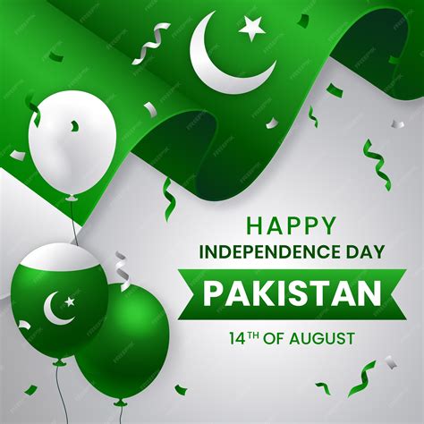 파키스탄 독립 기념일 축하 그라데이션 배경 무료 벡터