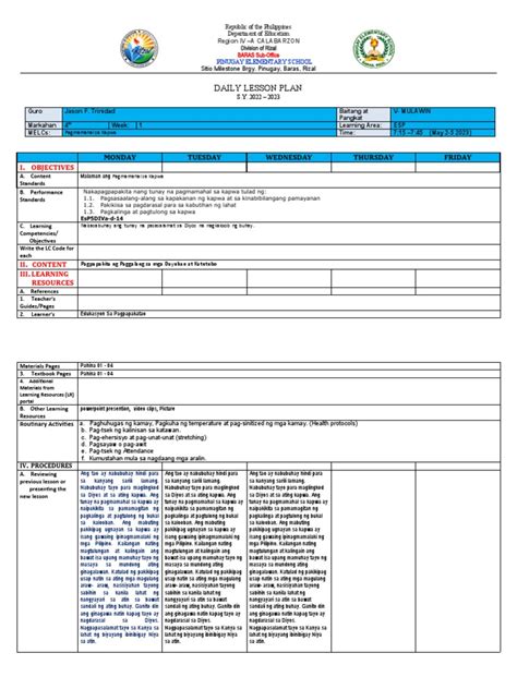 Grade 5 Esp Week 1 Pdf