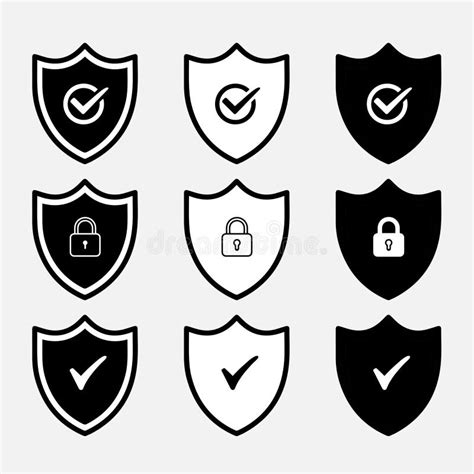 Security Shield Sign Illustration Lock Security Icon Set Of Security Shield Icons Stock