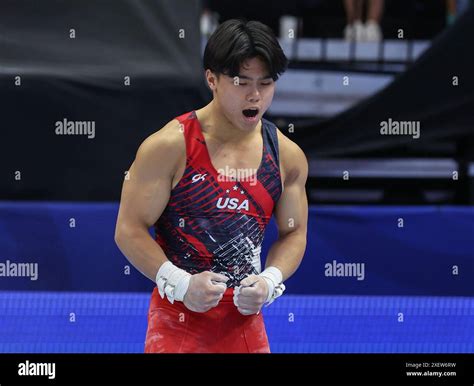 June 29 2024 Asher Hong Celebrates During The 2024 Gymnastics Us