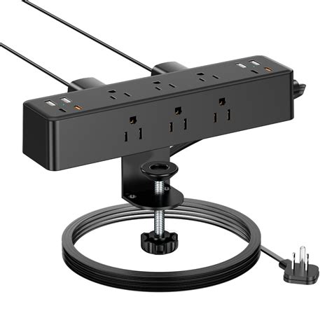 台灣2米扁延長線 Pd快充插座 Usb Type C 超扁頭單孔延長線 夾式插座 固定插座 桌面黑色工業風插座免運 蝦皮購物