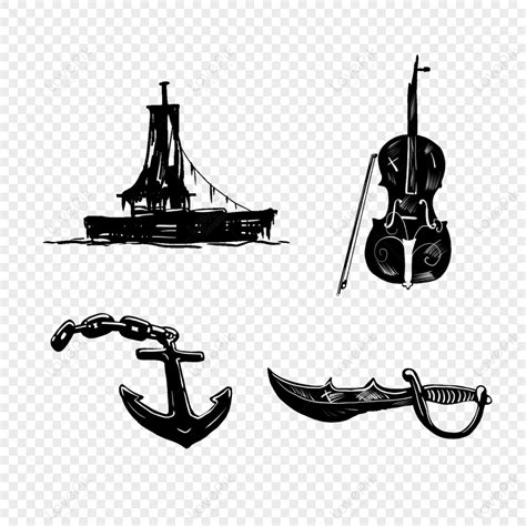 손으로 그린 검은 초라한 바이올린 일러스트지주낡은 Png 일러스트 무료 다운로드 Lovepik