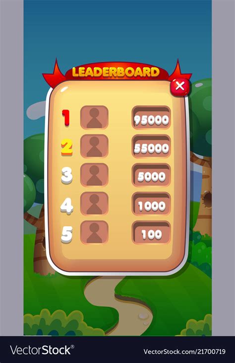 Leaderboard Mobile Game User Interface Gui Assets Vector Image