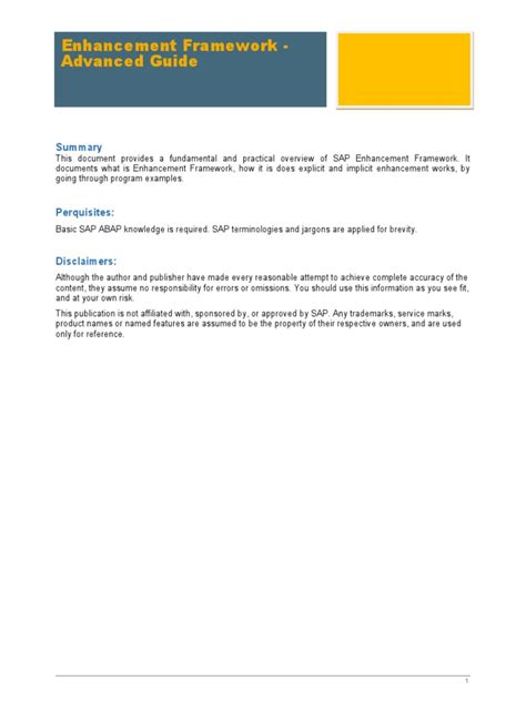 Sap Enhancement Framework Guide Pdf Sales Sap Se