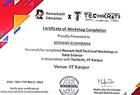 nishant kushwaha on linkedin learning techkriti iitkanpur remarkskil