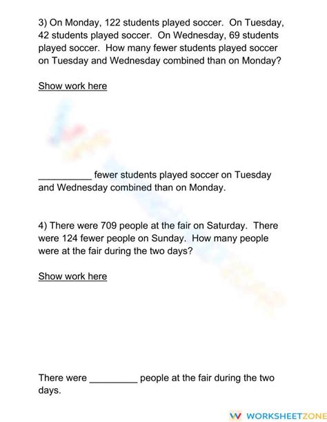 Addition Subtraction Problems Worksheet Zone