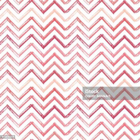 쉐 브 론 지그재그 페인트 브러시 스트로크 완벽 한 패턴입니다 벡터 추상 그런 지 핑크 배경 0명에 대한 스톡 벡터 아트 및 기타 이미지 Istock
