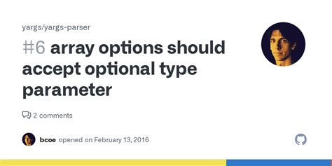 array options should accept optional type parameter · issue 6 · yargs
