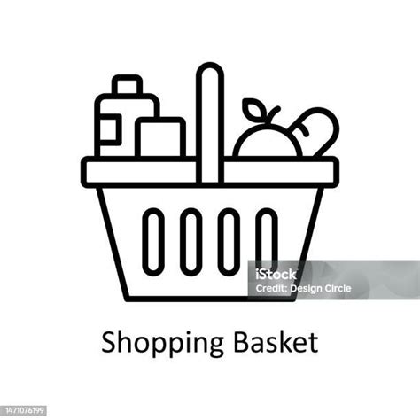 쇼핑 바구니 벡터 개요 아이콘 디자인 그림입니다 흰색 배경에 식료품 기호 Eps 10 파일 바구니에 대한 스톡 벡터 아트 및 기타 이미지 Istock