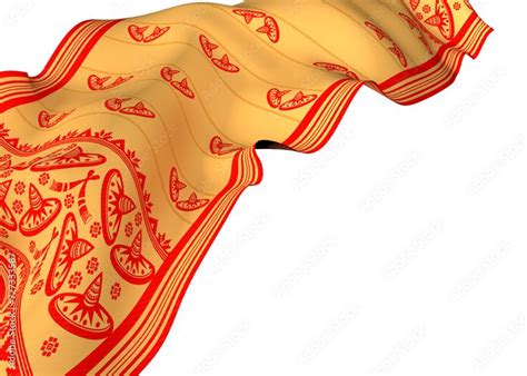 Gamosa Or Gamusa From Assam Traditional Assamese Towel