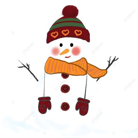 모자에 크리스마스 만화 눈사람 크리스마스 일러스트 손으로 그린 작은 눈사람 모자 Png 일러스트 및 Psd 이미지 무료 다운로드 Pngtree