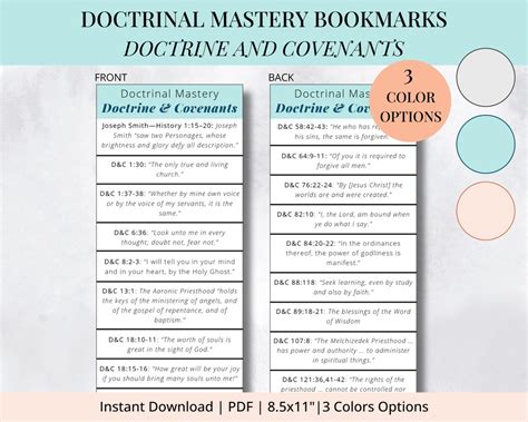 Doctrinal Mastery Doctrine And Covenants Bookmarks Instant Download Lds Youth Seminary