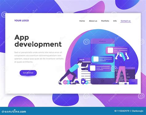 Flat Modern Design Of Wesite Template App Development Stock Vector Illustration Of Management