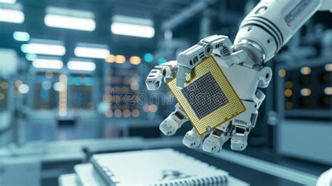 Robotic Arm Is Seen Installing A Processor Onto A Motherboard Ai Generated Stock Image Image