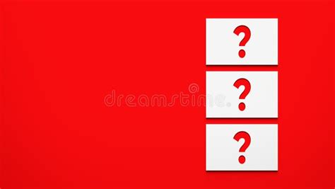 Three Business Cards With Question Mark Symbol On Red Background Stock Illustration
