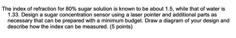 The Index Of Refraction For 80 Sugar Solution Is Chegg Com