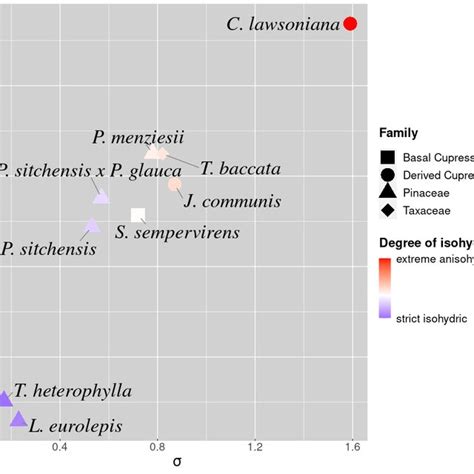 Two Dimensional Spectrum Of Isoanisohydric Responses Across Conifer Download Scientific