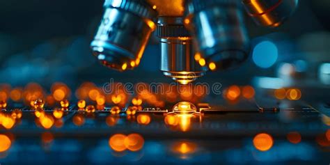 Closeup Image Of A Molecule Under A Microscope In A Scientific Research Setting Concept Stock