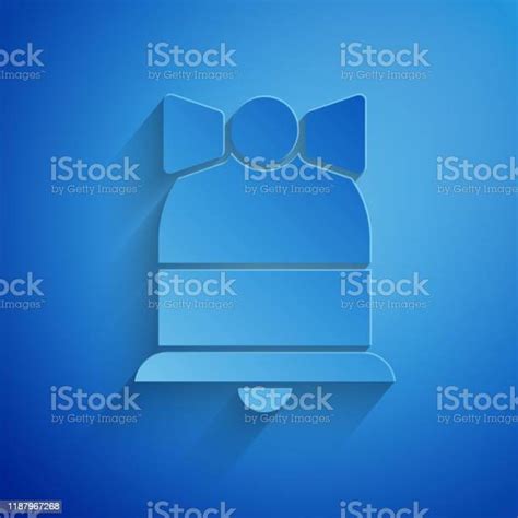 종이 잘라 메리 크리스마스 울리는 벨 아이콘 파란색 배경에 격리 알람 기호 서비스 벨 핸드 벨 기호 알림 기호입니다 종이 아트 스타일입니다 벡터 일러스트레이션 기민에 대한