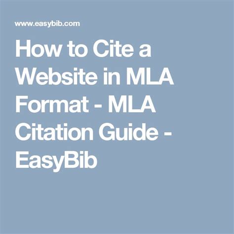 How To Cite A Website Inmla Format Mla Citation Guide Easyblb