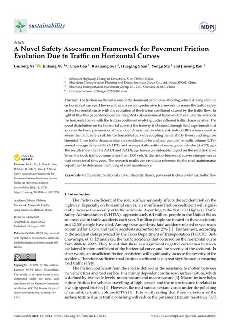 Pdf A Novel Safety Assessment Framework For Pavement Friction Evolution Due To Traffic On