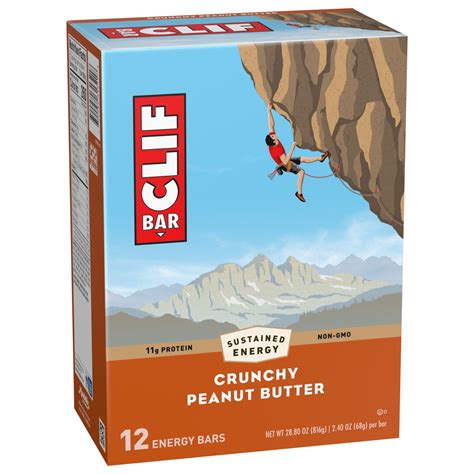 Clif Bar Crunchy Peanut Butter Energy Bars Plant Based 12 Pack