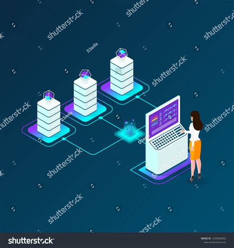 Woman Interacting Charts Analyzing Statistics Data Stock Vector Royalty Free 1429560092
