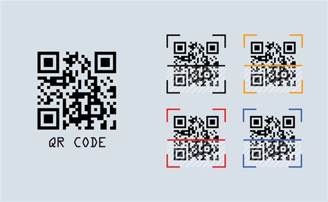 Scanning QR Code Icon Set QR Code Scanning Process With Black Yellow Red And Blue Colors