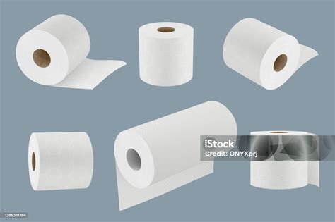 화장지 위생 3d 사실템플릿 벡터 수집을 위한 화이트 소프트 키친 타월 롤 3차원 형태에 대한 스톡 벡터 아트 및 기타 이미지