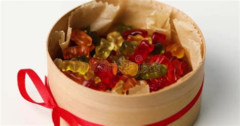 Rotation Tasty Jelly Bears Candy In Present Box On White Background Stock Footage Video Of