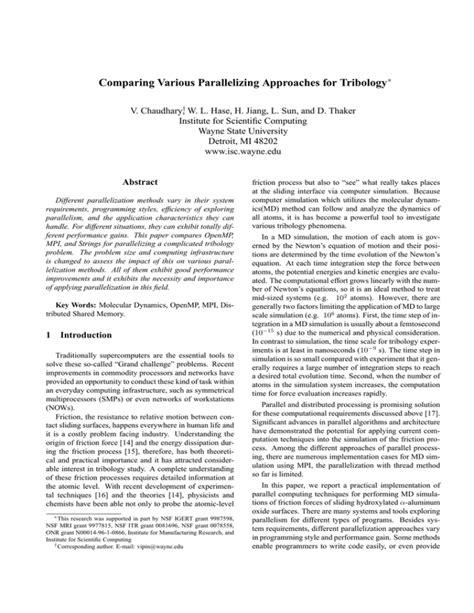 Comparing Various Parallelizing Approaches For Tribology