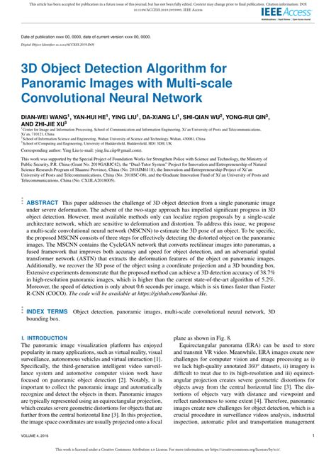 Pdf 3d Object Detection Algorithm For Panoramic Images With Multi Scale Convolutional Neural