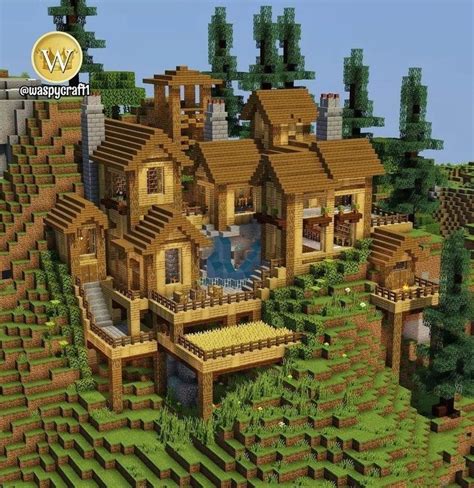 Rustic Minecraft House In The Forest Minecraft Hilltop Base