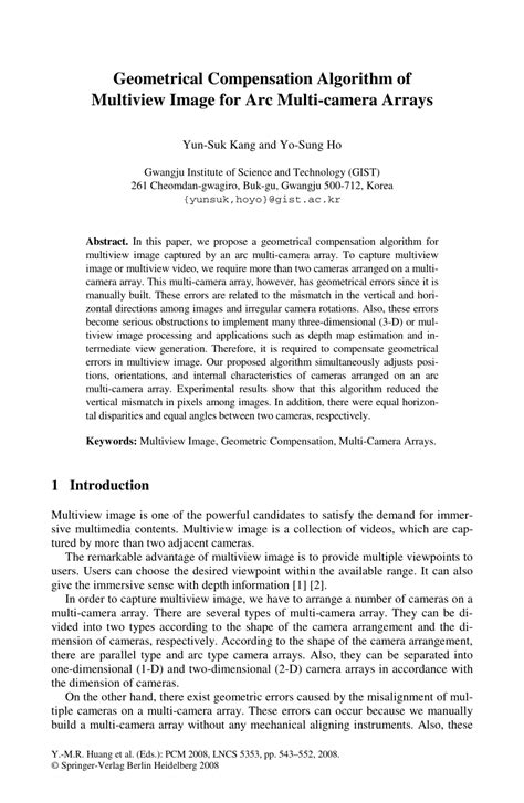 Pdf Geometrical Compensation Algorithm Of Multiview Image For Arc Multi Camera Arrays