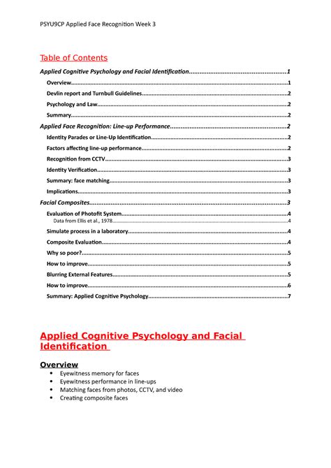 Psyu9cp Topic 3 Applied Face Recognition Week 3 Table Of Contents Applied Cognitive Psychology
