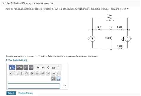 Solved Part B Find The KCL Equation At The Node Labeled Chegg