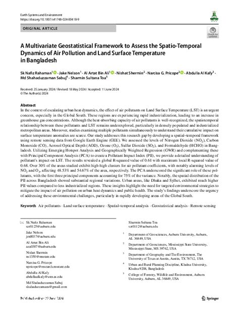 Pdf A Multivariate Geostatistical Framework To Assess The Spatio Temporal Dynamics Of Air